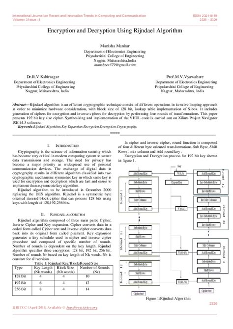 pdf encryption and decryption using rijndael algorithm international journal ijritcc