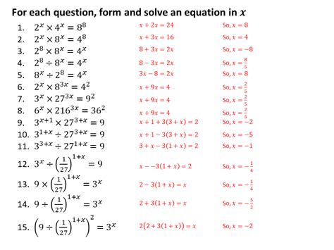 applying the rules of indices to form and solve equations variation theory
