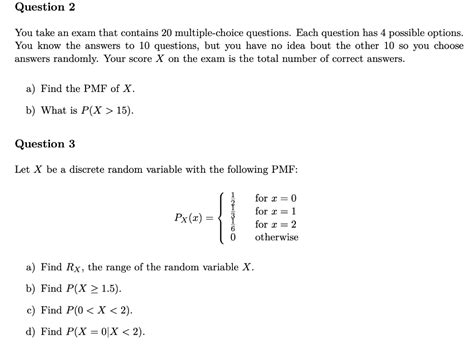 solved you take an exam that contains 20 multiple choice