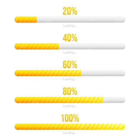 set of loading progress bar in yellow gradation color vector loading progress bar progress bar