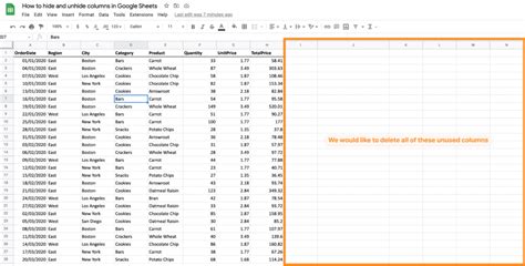 How To Hide And Unhide Columns In Google Sheets