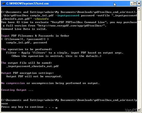 how to show processing information by verypdf pdf toolbox command line verypdf knowledge base