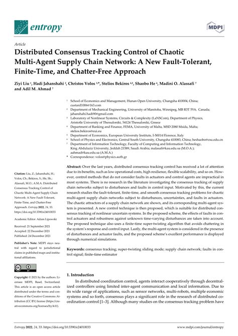 pdf distributed consensus tracking control of chaotic multi agent supply chain network a new