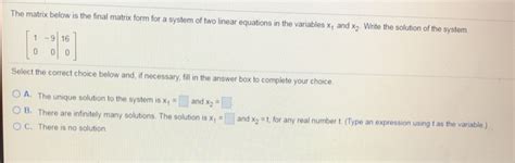 solved the matrix below is the final matrix form for a