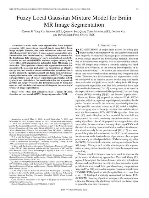 pdf fuzzy local gaussian mixture model for brain mr image segmentation