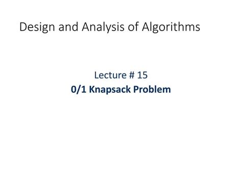 design and analysis of algorithms lecture 15 ppt