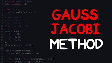 gauss jacobi method implementation coding tutorial numerical methods youtube
