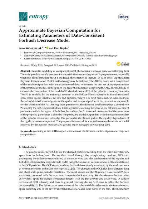 PDF Approximate Bayesian Computation For Estimating Parameters Of