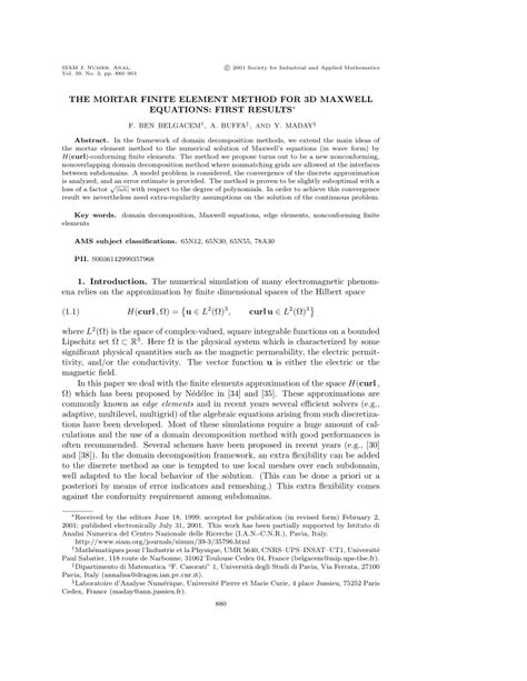 pdf the mortar finite element method for 3d maxwell equations first results