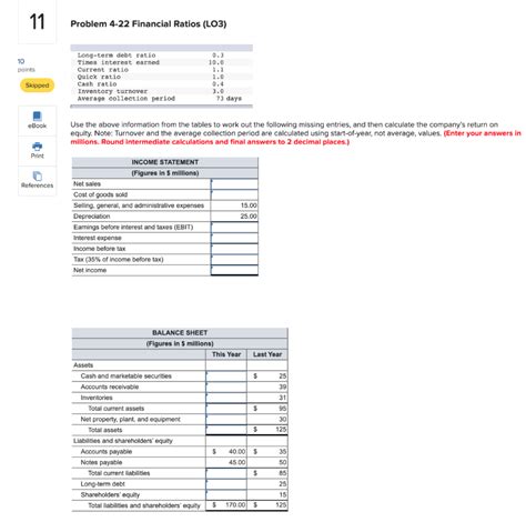 Solved Problem 4 22 Financial Ratios LO3 Use The Above Chegg