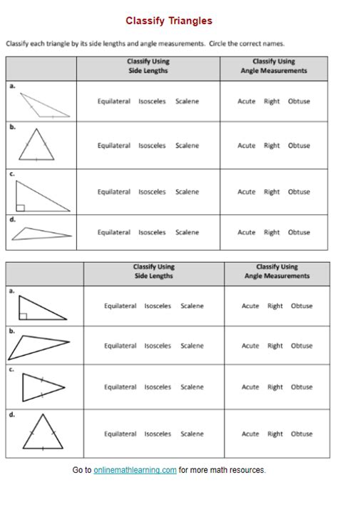 Classifying Triangles By Angle And Side Properties Marks Included