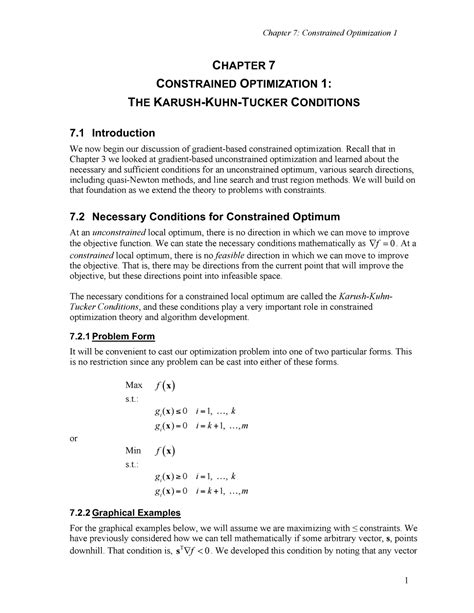 chap7 constrained opt kkt v2 chapter 7 constrained optimization 1 the karush kuhn tucker