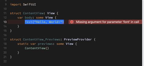 swift adding a swiftui view to a uikit app gives me a `missing argument for parameter font