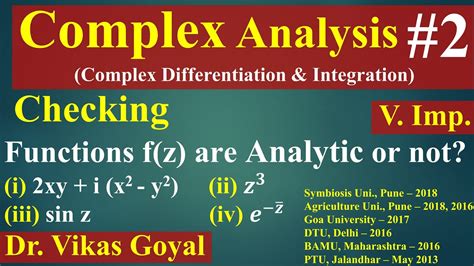 complex analysis 2 v imp checking analytic function verifying cauchy riemann equations