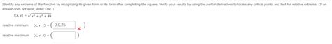 solved identify any extrema of the function by recognizing