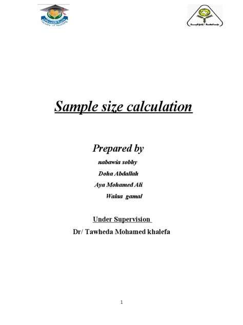 sample size calculation prepared by pdf statistical hypothesis testing statistics