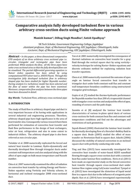 comparative analysis fully developed turbulent flow in various arbitrary cross section ducts