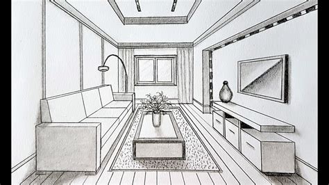 How To Draw A Living Room In One Point Perspective YouTube