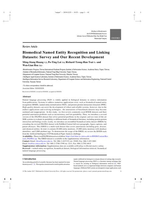 pdf biomedical named entity recognition and linking datasets survey and our recent development