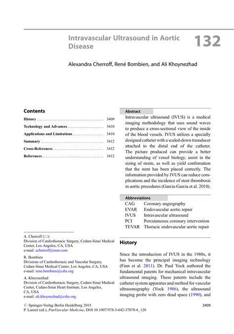 pdf intravascular ultrasound in aortic disease