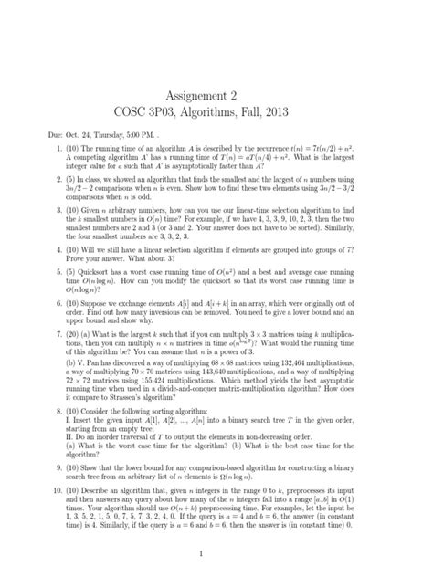 algorithms assignment time complexity theoretical computer science