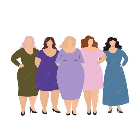 Premium Vector A Group Of Plus Size Women Body Positive Vector Illustration