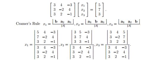 three linear cramers rule matrix calculation