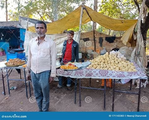 Indian Village Shopkeeper Selling Traditional Sweet At Street Shop In India January 2020