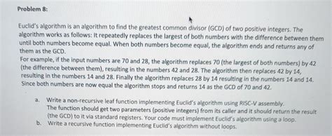 solved problem 8 euclid s algorithm is an algorithm to find