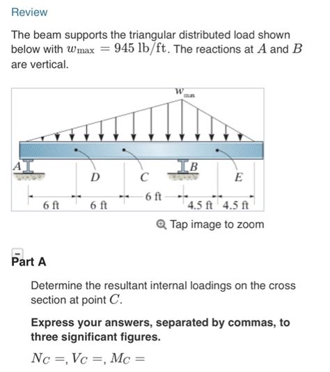 solved review the beam supports the triangular distributed