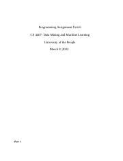 CS4407 Unit 6 Docx Programming Assignment Unit 6 CS 4407 Data Mining