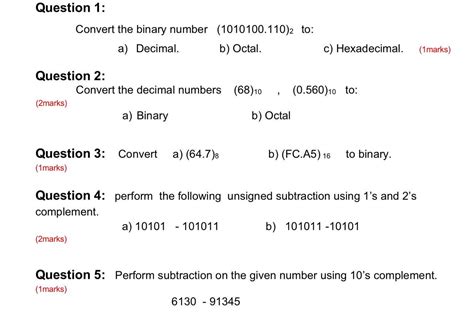 solved question 1 convert the binary number 1010100 110 2