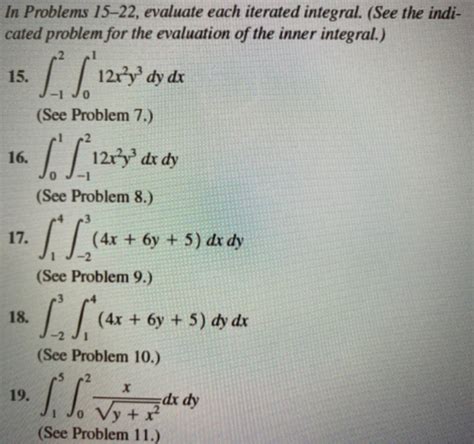 solved in problems 15 22 evaluate each iterated integral