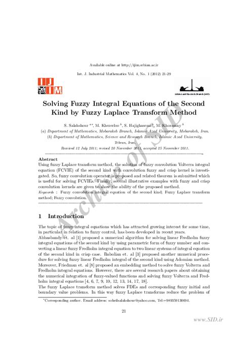 pdf solving fuzzy integral equations of the second kind by fuzzy laplace transform method