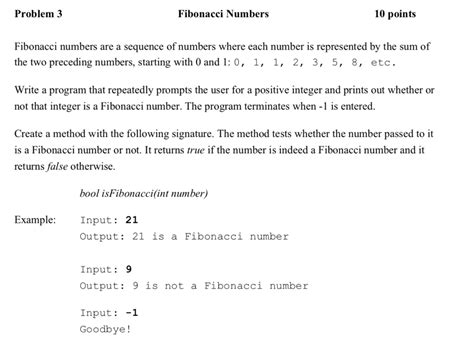 solved problem 3 fibonacci numbers 10 points fibonacci