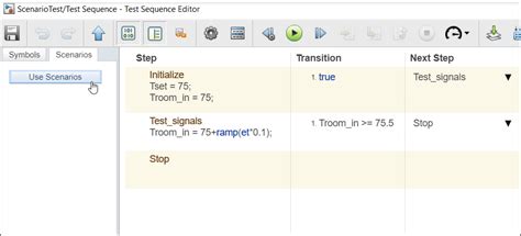 use test sequence scenarios in the test sequence editor and test manager matlab and simulink