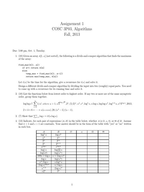 algorithms assignment pdf logarithm time complexity