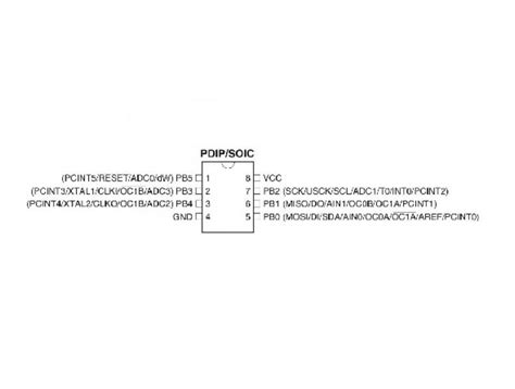 attiny85 microcontroller datasheet pinout specifications 41 off