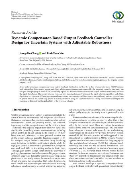 pdf dynamic compensator based output feedback controller design for uncertain systems with