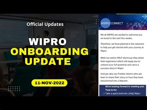 Wipro Onboarding Update Wipro Connect Session For Onboarding YouTube