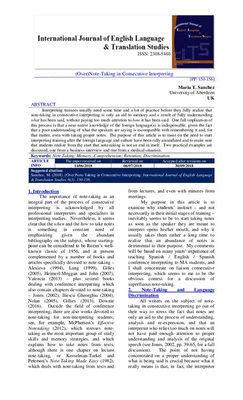 pdf over note taking in consecutive interpreting international journal of english language