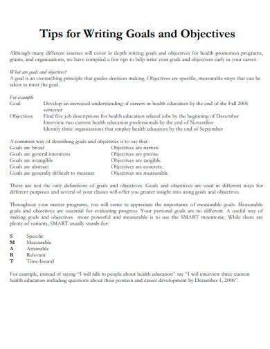 24 goals and objectives examples pdf examples