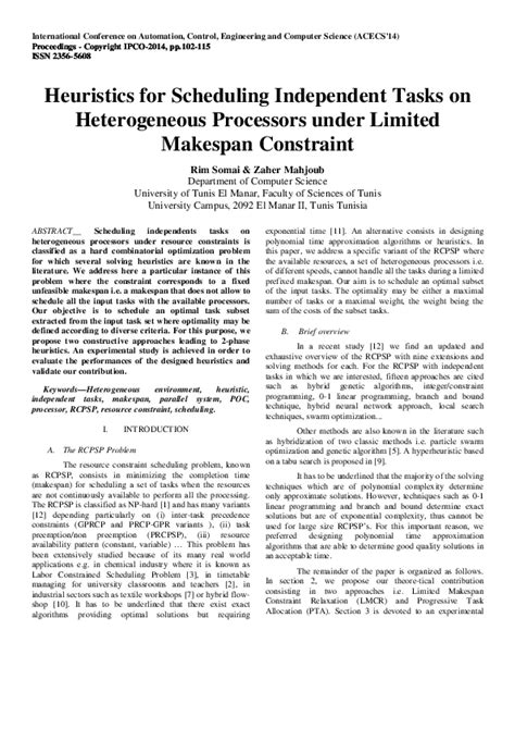 pdf heuristics for scheduling independent tasks on heterogeneous processors under limited