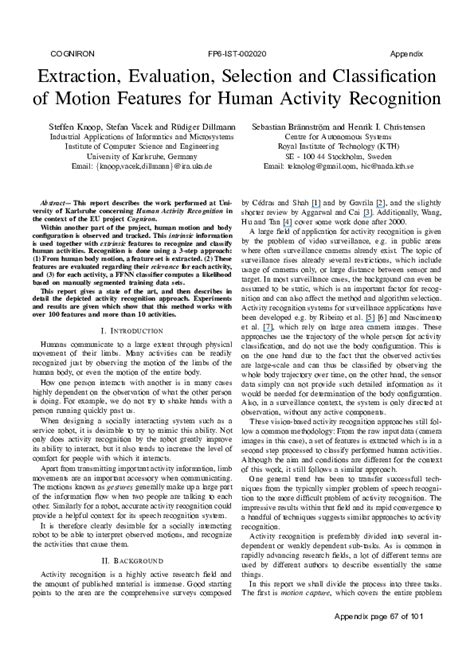 pdf extraction evaluation selection and classification of motion features for human activity