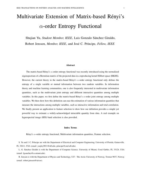 pdf multivariate extension of matrix based renyi s α order entropy functional