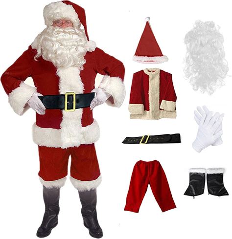 Santa Claus Costume For Men 7pcs Mens Santa Claus Costume Adult Velvet Santa Claus Costume