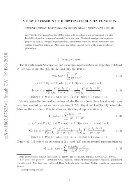 pdf a new extension of hurwitz lerch zeta function