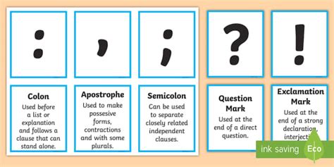 Punctuation Marks And Explanation Matching Cards Twinkl