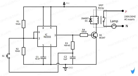 ON OFF Latching Switch Circuit Diagram Using IC 4017 555