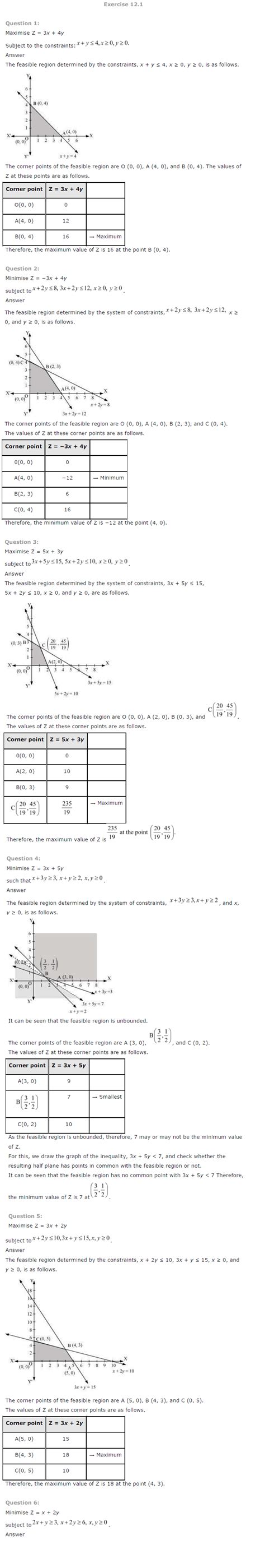 ncert solutions for class 12th maths chapter 12 linear programming